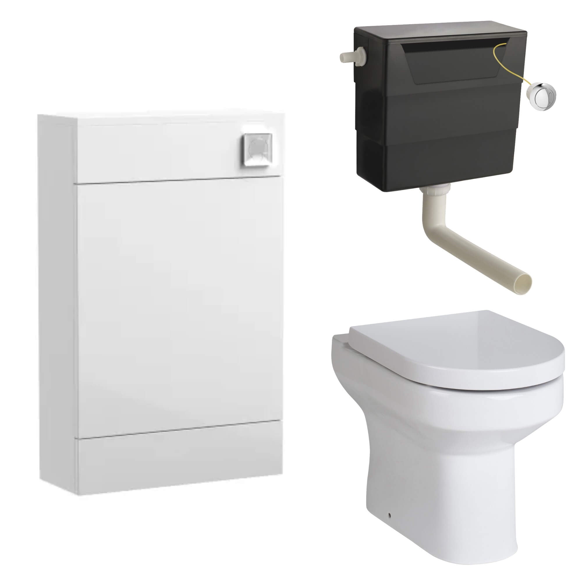 Eden Compact White WC Unit + Harmony Back To Wall Toilet Bundle With R ...