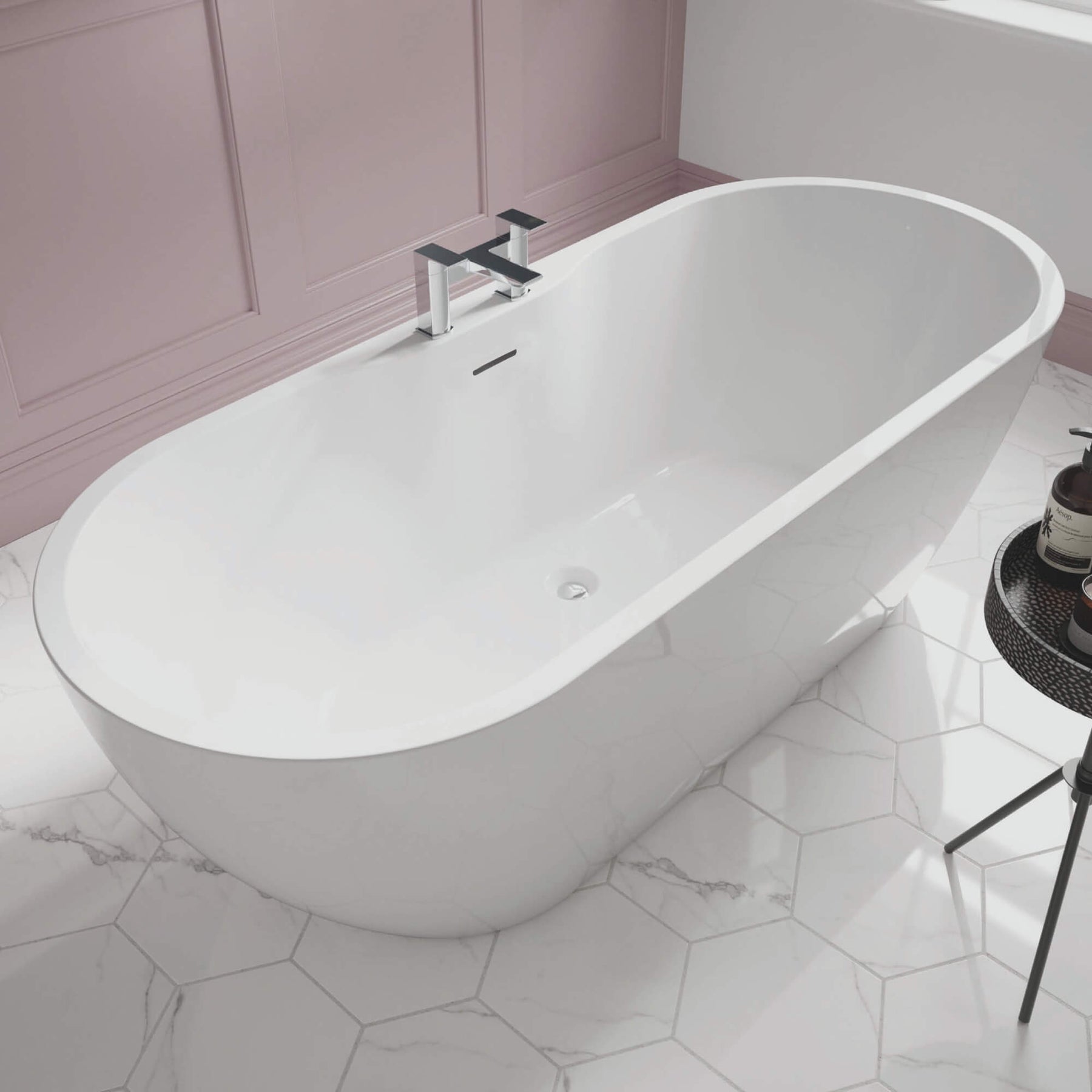 Senna Freestanding Bath 1555 x 745mm - White – BathLab