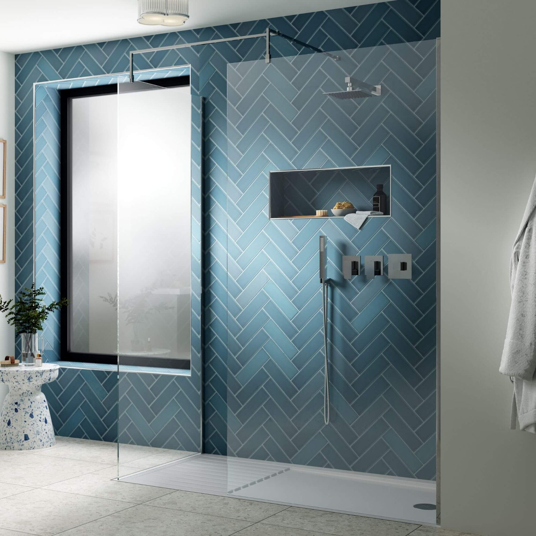 Vista 8mm Chrome 1950mm Walk-In Shower Screen with White Walk In Tray ...