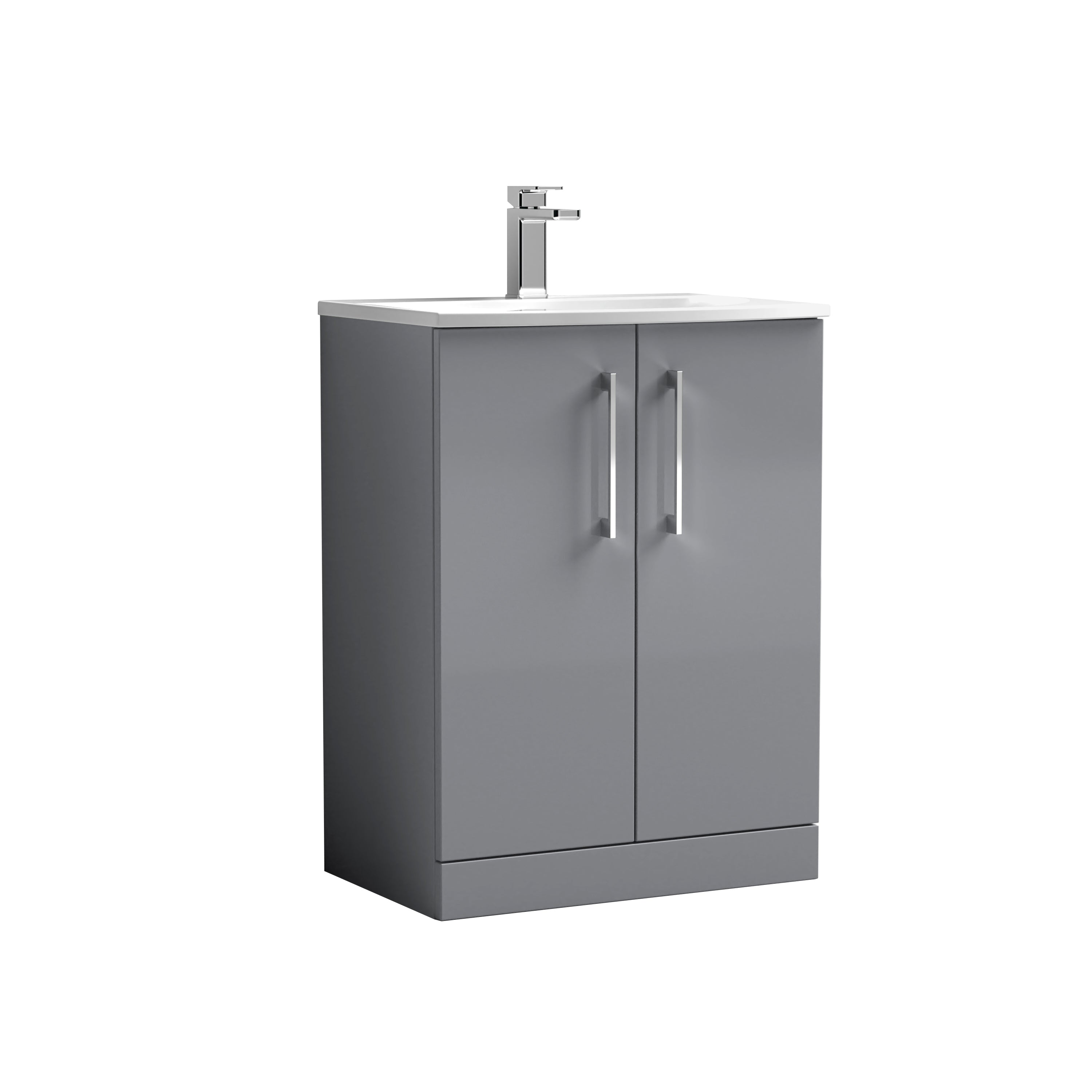 Lana 600mm Floorstanding 2 Door Vanity Unit & Basin - Satin Grey – BathLab